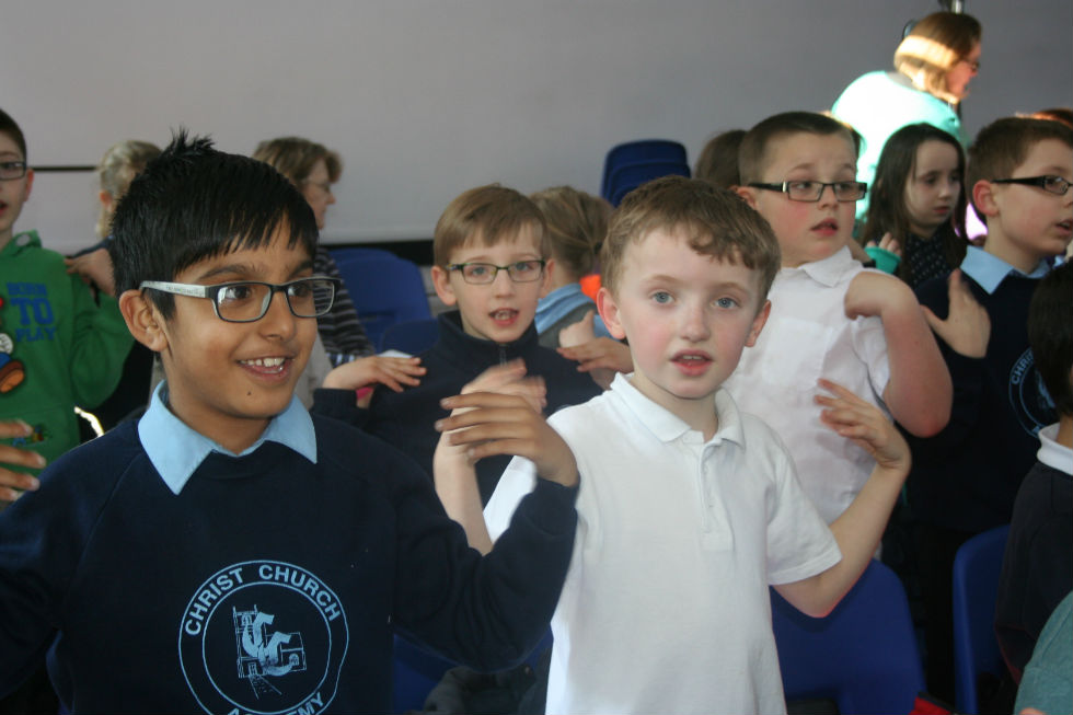Year 3 at the Shepway Primary Schools' Singing Day at Harvey Grammar ...